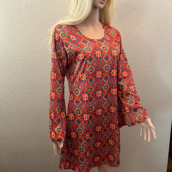 Spirit | Dresses | Spirit Halloween Hippie Red And Orange Peace Bell ...